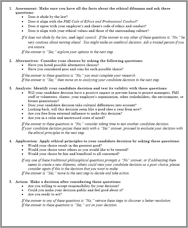 Leader's Choice - Five Steps to Ethical Decision Making