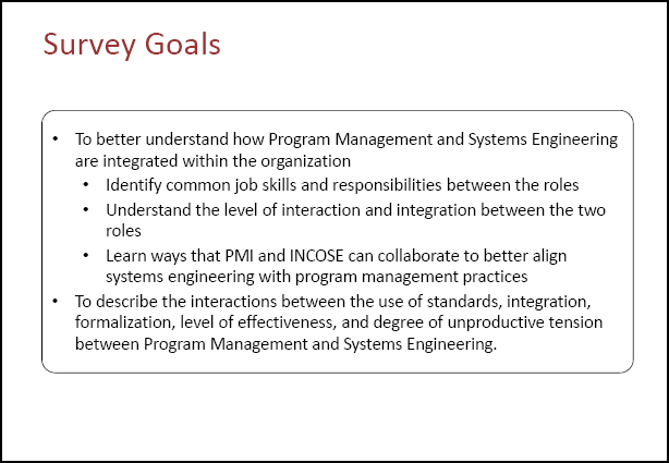 Survey Report Improving Integration of Program Management and Systems ...