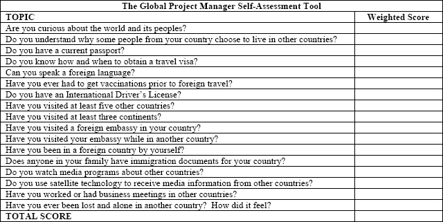 Global project manager self-assessment