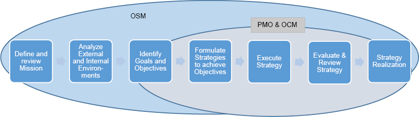 A framework for strategy execution integrating the PMO and OCM
