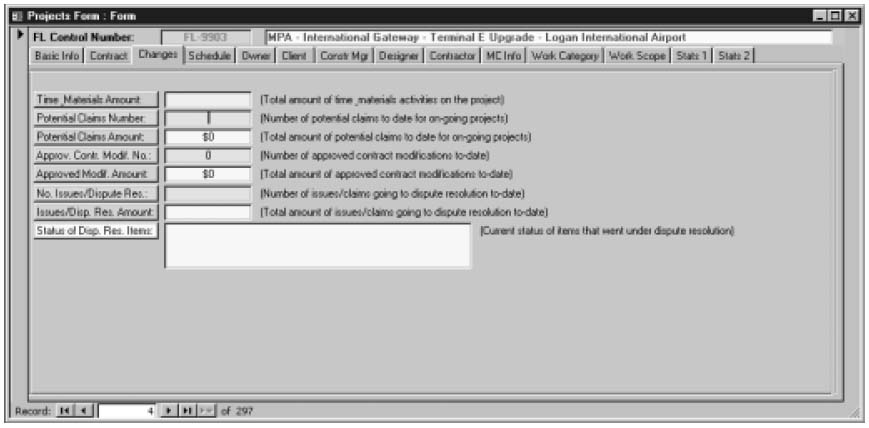 Construction project database for proposal preparation