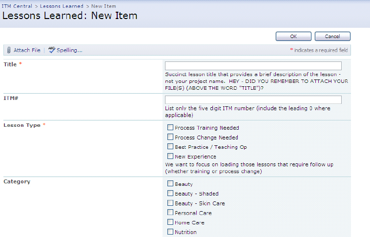 Integrating Lessons Learned - Product Development Process