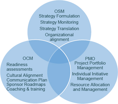 A framework for strategy execution integrating the PMO and OCM